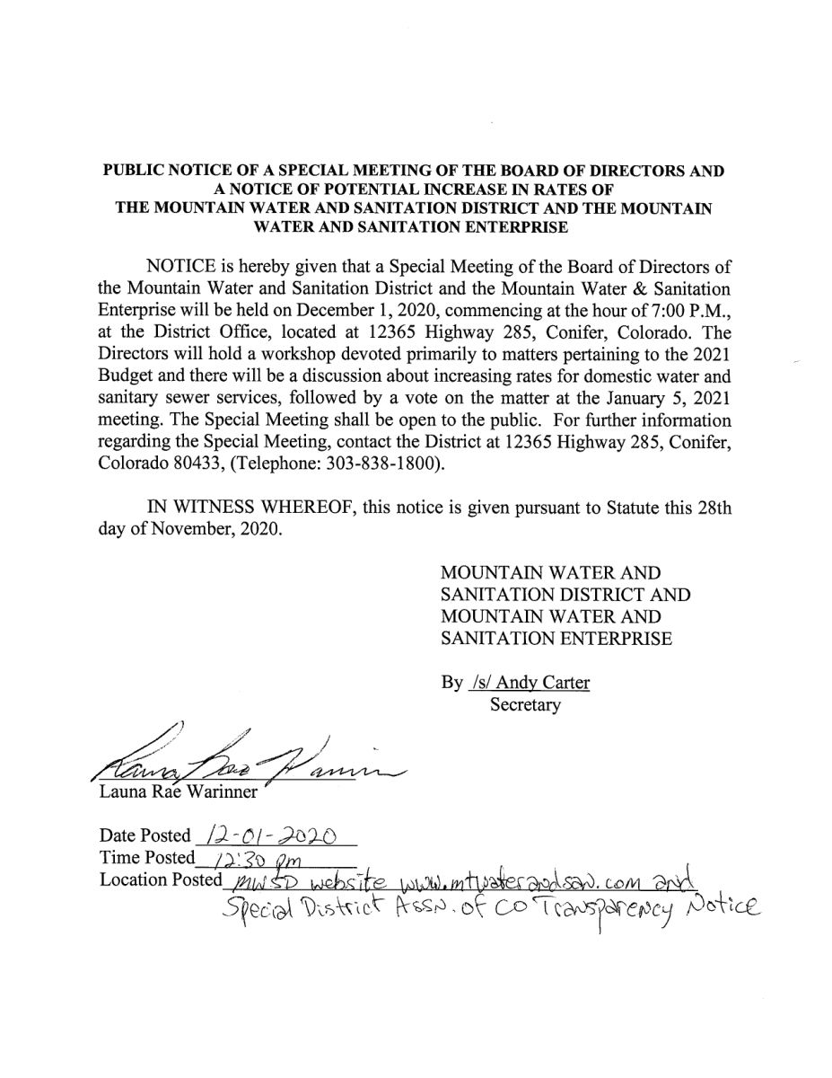 Annual Budgets | Mountain Water & Sanitation District